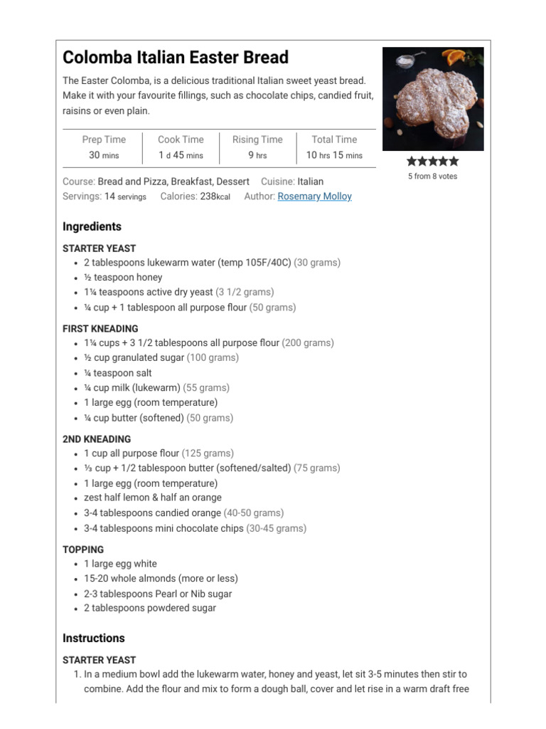 Colomba Italian Easter Bread - An Italian in My Kitchen | PDF | Breads ...