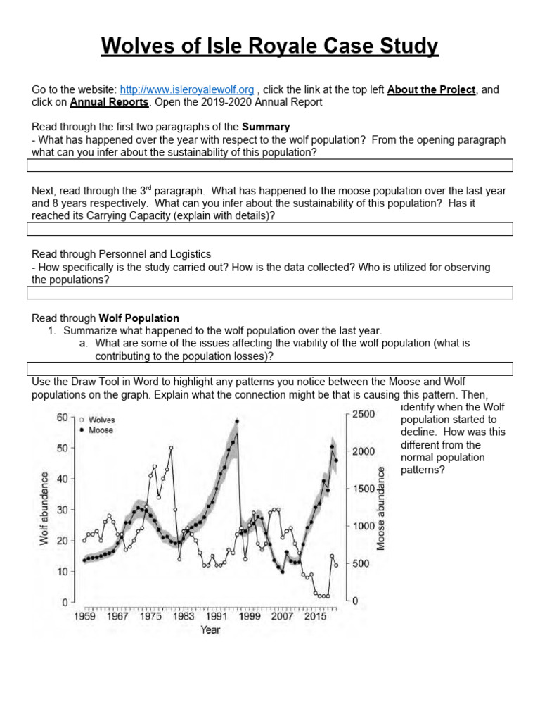Wolves of Isle Royale Case Study | PDF | Moose | Predation