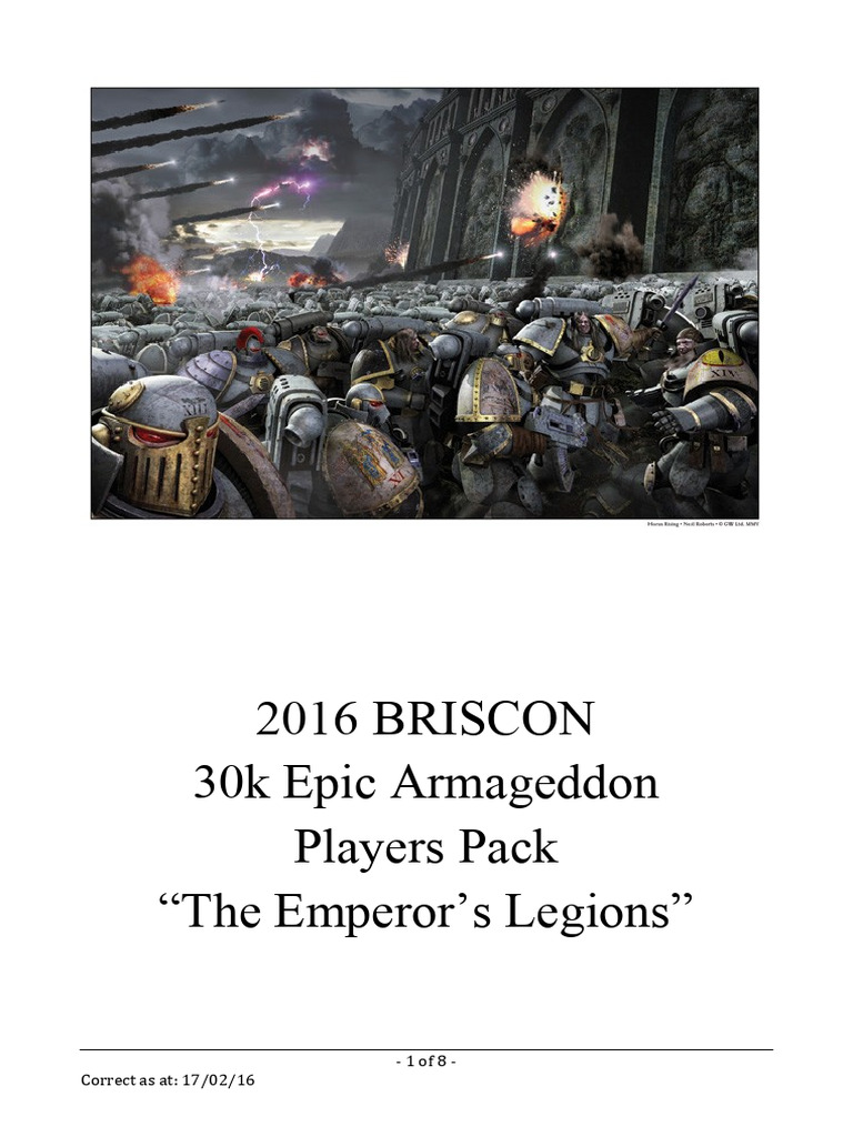 Epic 30k 2016 Briscon Players Pack | PDF | Military