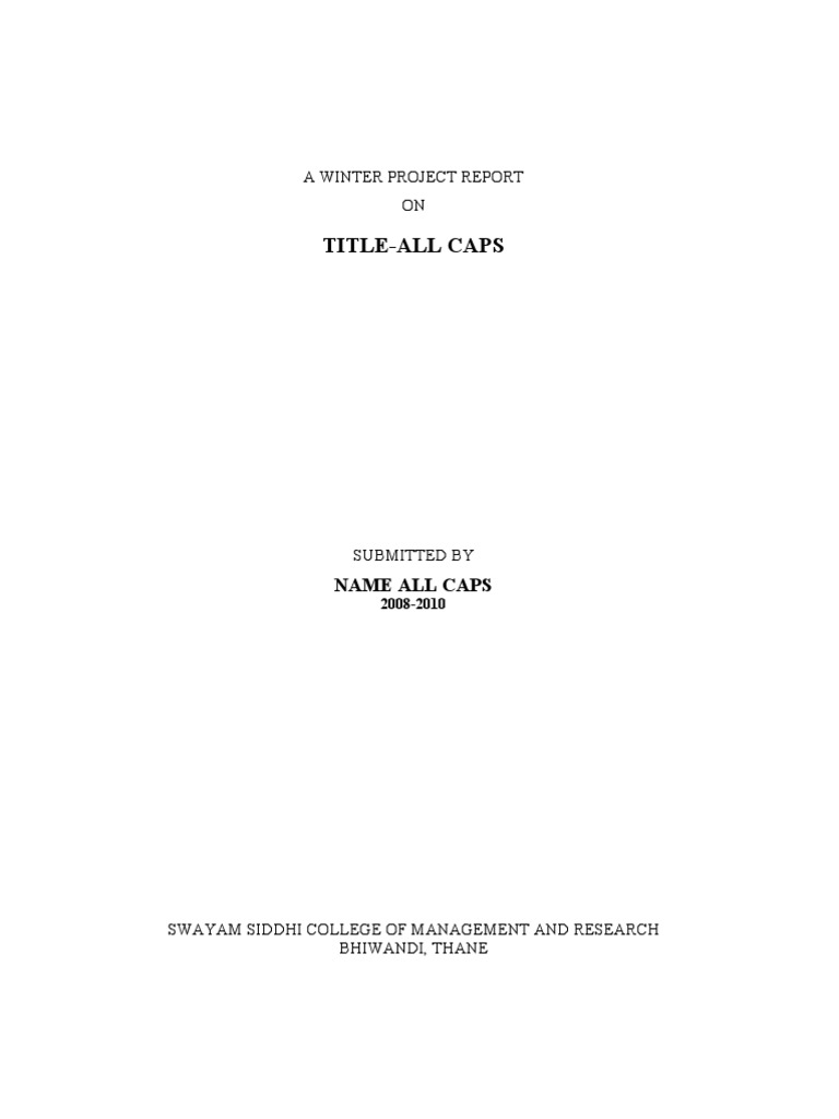 Title-All Caps: A Winter Project Report ON | PDF | Business