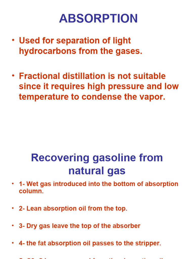 Hydrocarbon Absorption Techniques | PDF | Gasoline | Distillation