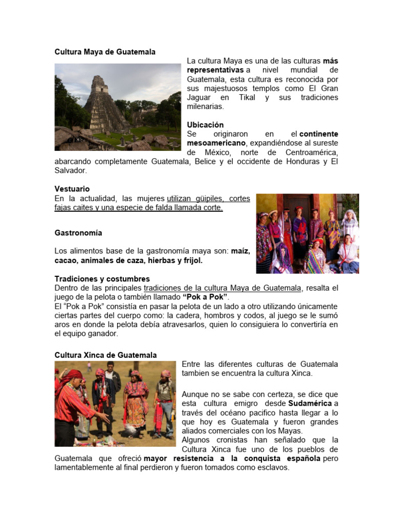 Cultura Maya y Otras de Guatemala | PDF
