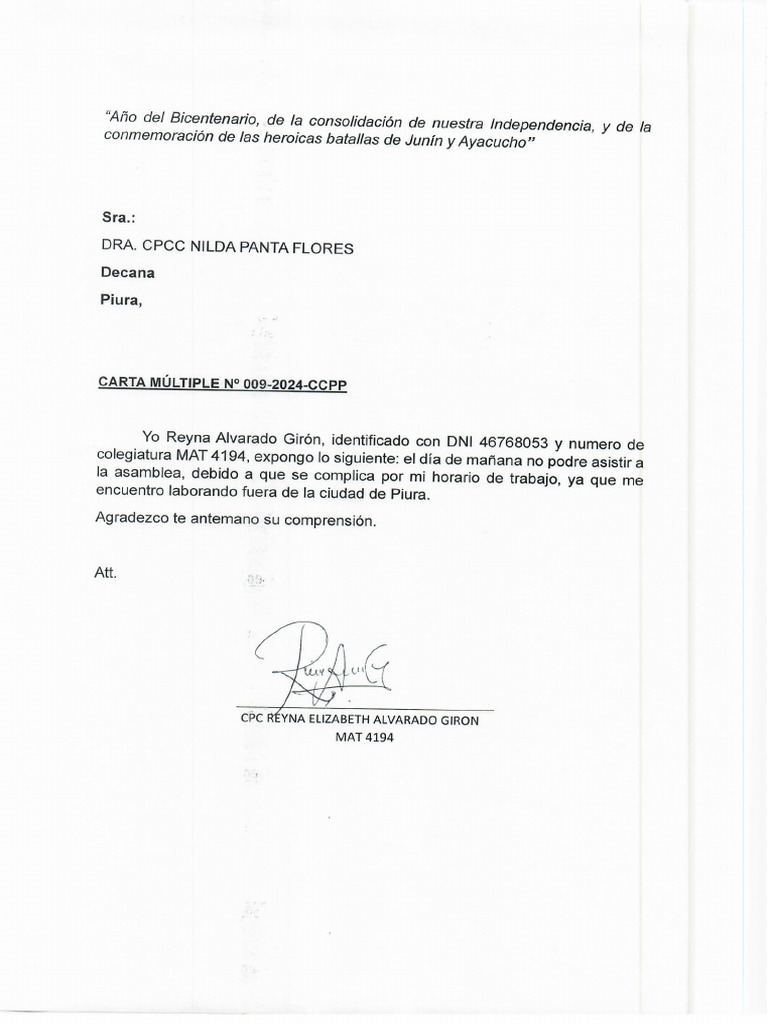 Carta Múltiple #009-2024-Ccpp | PDF