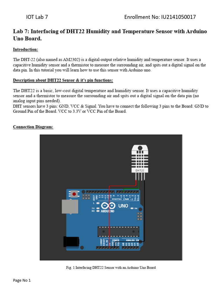 IOT Lab 7 | PDF | Arduino | Sensor