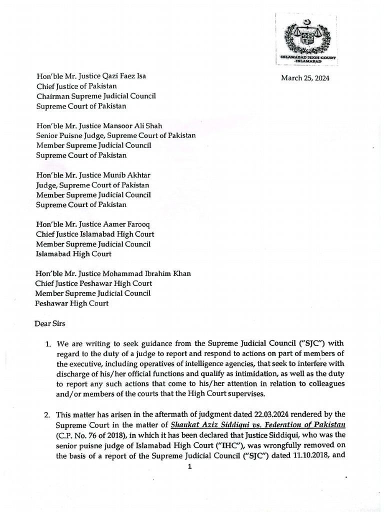 Letter to Supreme Judicial Council | PDF