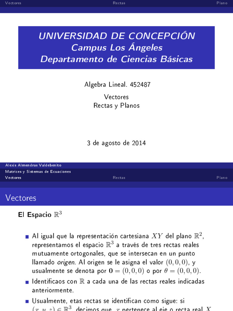 Vectores, Rectas y Planos | PDF | Vector Euclidiano | Línea (geometría)