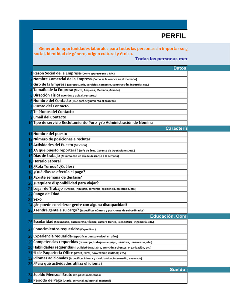 Solicitud de Perfil | PDF | Reclutamiento | Business