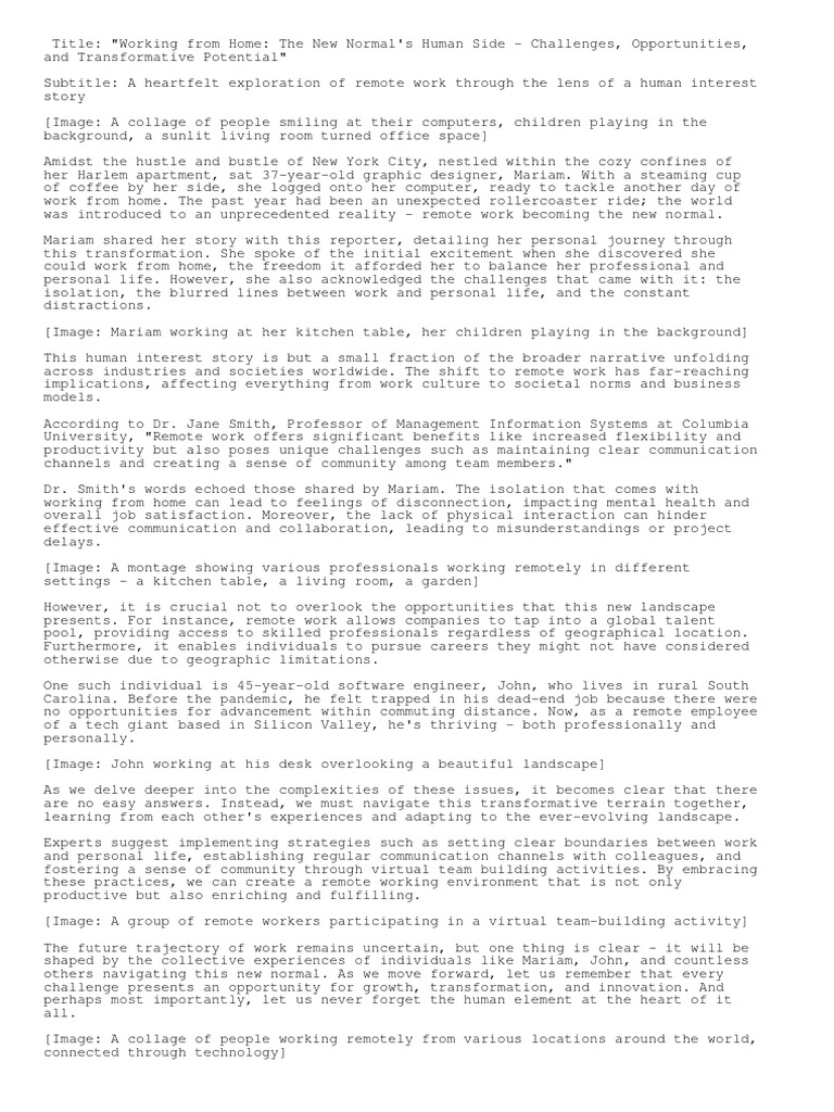 The Benefits and Challenges of Working Remotely | PDF | Social Psychology