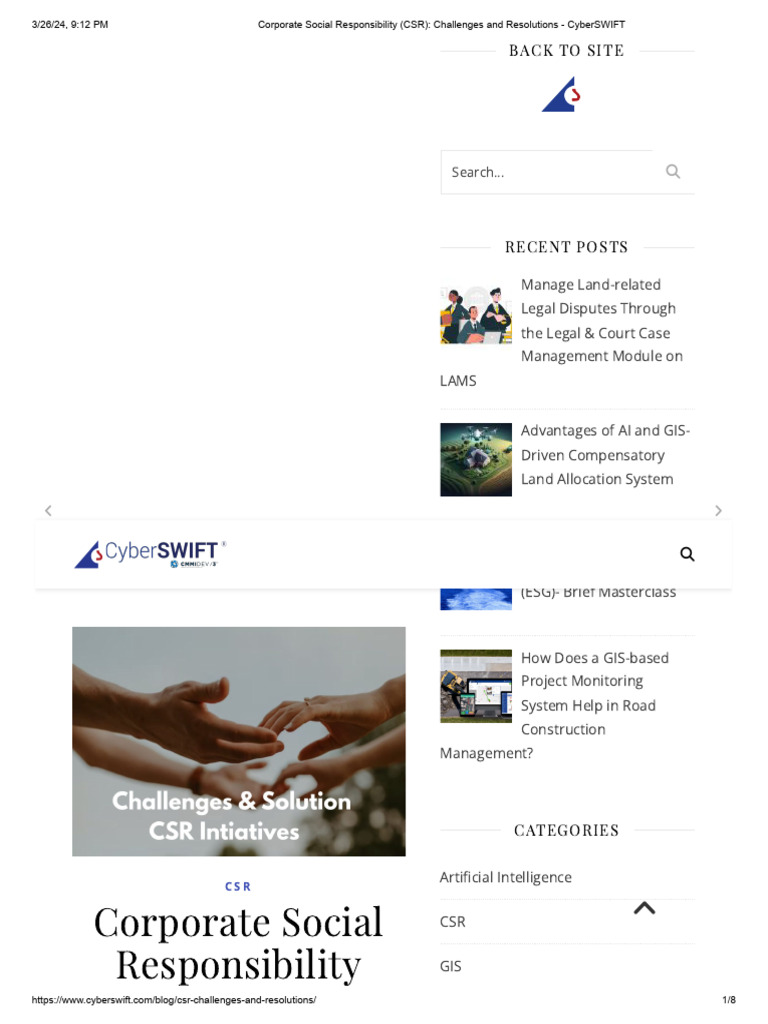 Corporate Social Responsibility (CSR) - Challenges and Resolutions ...