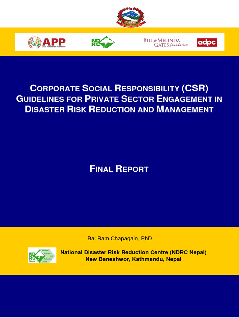 CSR Guidelines for Disaster Management | PDF | Corporate Social ...