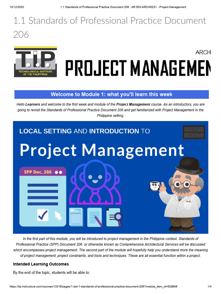 1.1 Standards of Professional Practice Document 206 - AR 503-ARCH52S1 ...