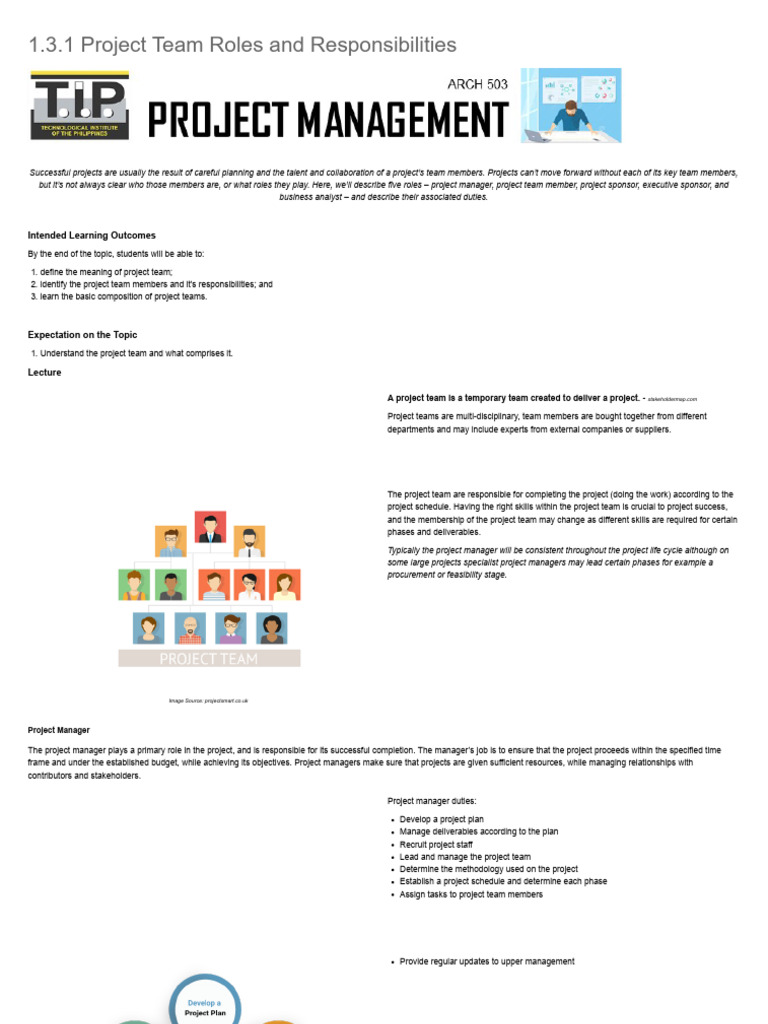 1.3.1 Project Team Roles and Responsibilities - AR 503-ARCH52S1 ...