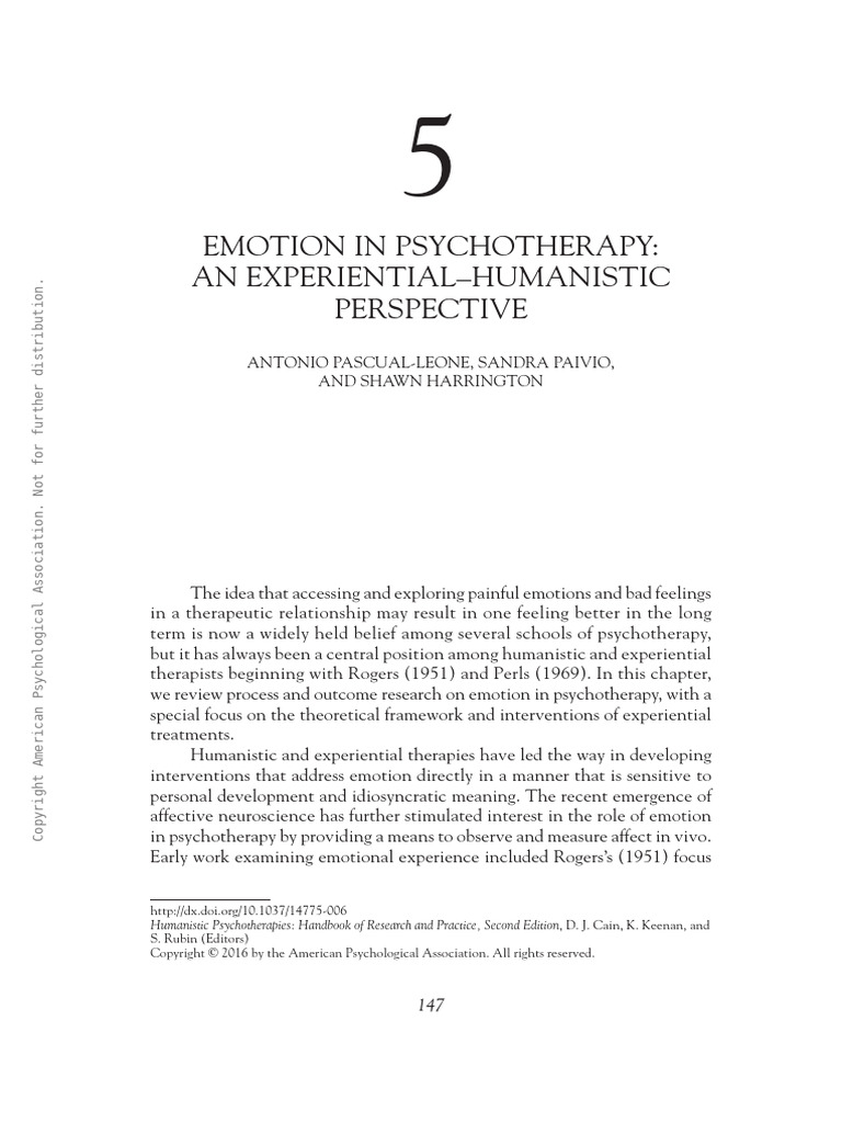Humanistic Psychotherapies | PDF | Psychotherapy | Emotions