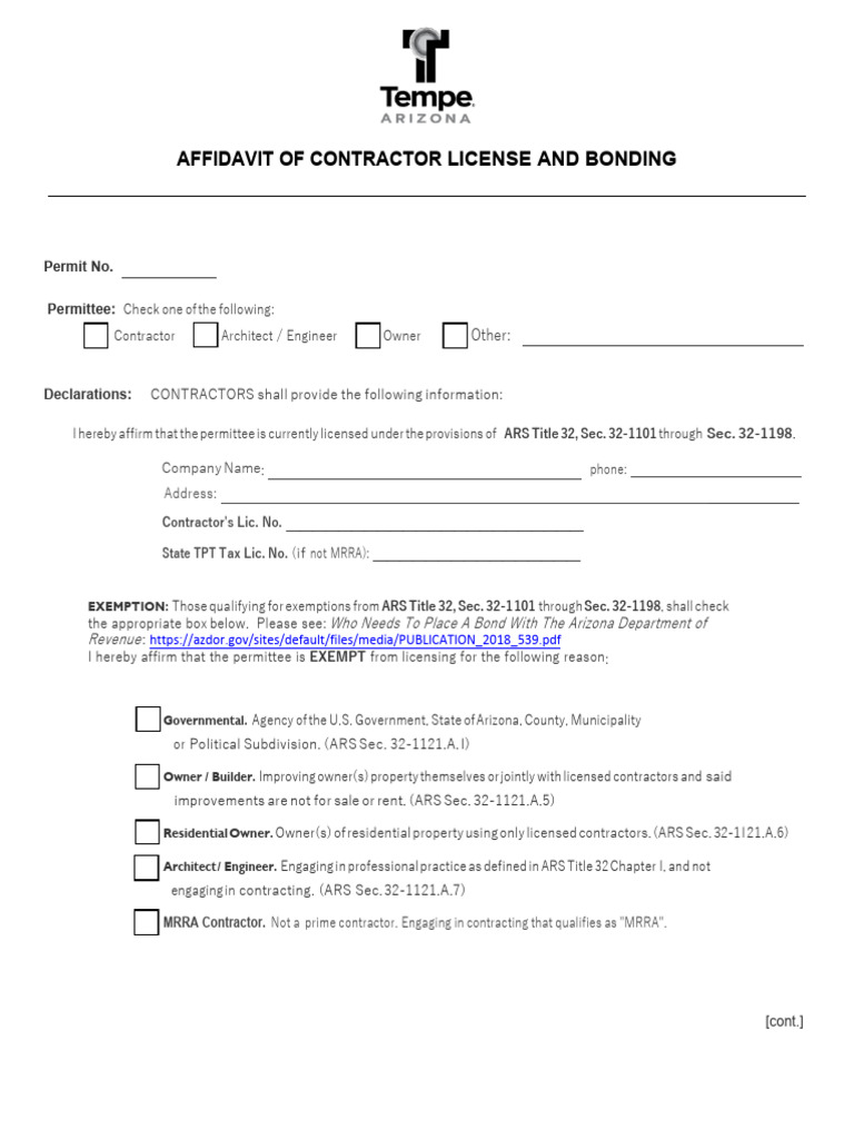 AFFIDAVIT OF CONTRACTOR LICENSE AND BONDING | PDF | General Contractor ...