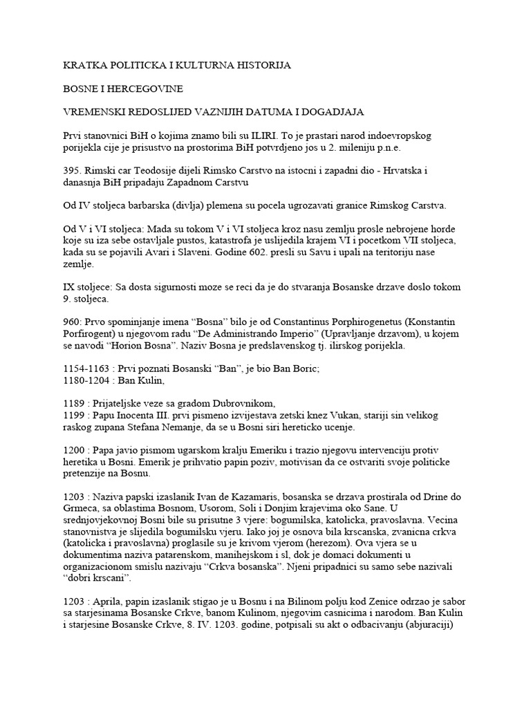 Kratka Politicka I Kulturna Historija | PDF