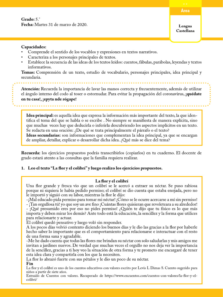 Comprensión de Texto para 5° Grado | PDF | Flores