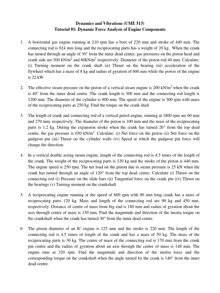 Tutorial 01 Dynamic Force Analysis of Mechanisms - 2 | PDF | Piston ...