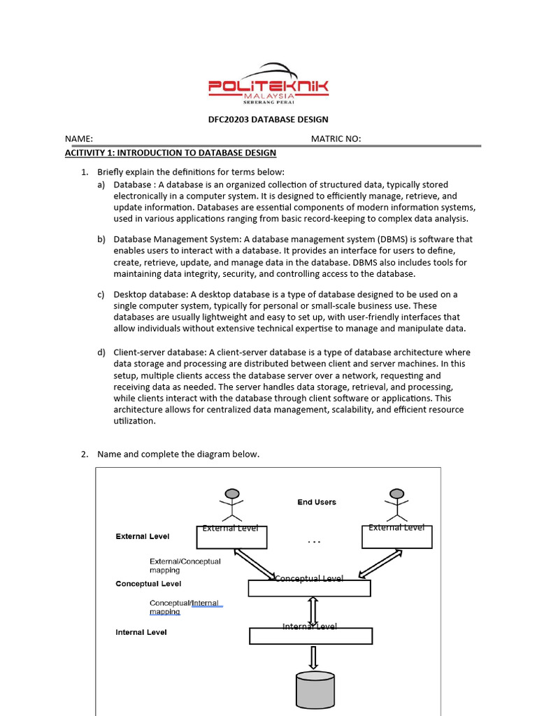 Activity Intro to Db | PDF | Databases | Client–Server Model