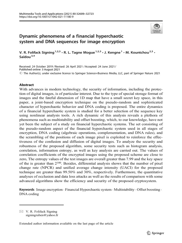 Dynamic Phenomena of A Financial Hyperchaotic System and DNA Sequences ... Dynamic Phenomena of A Financial Hyperchaotic System and DNA Sequences ...