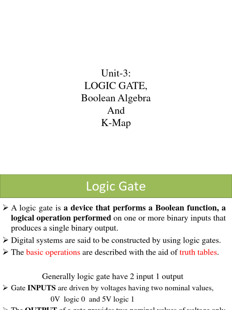 L - Logic Gate Boolean Algebra and Kmap | PDF | Logic Gate ...