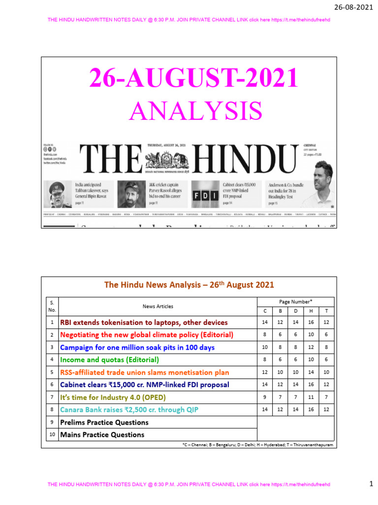 The Hindu Handwritten Notes HD 26 08 2021 | PDF | Greenhouse Gas ...