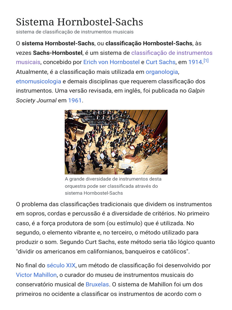 Sistema Hornbostel-Sachs - Wikipédia, A Enciclopédia | PDF ...