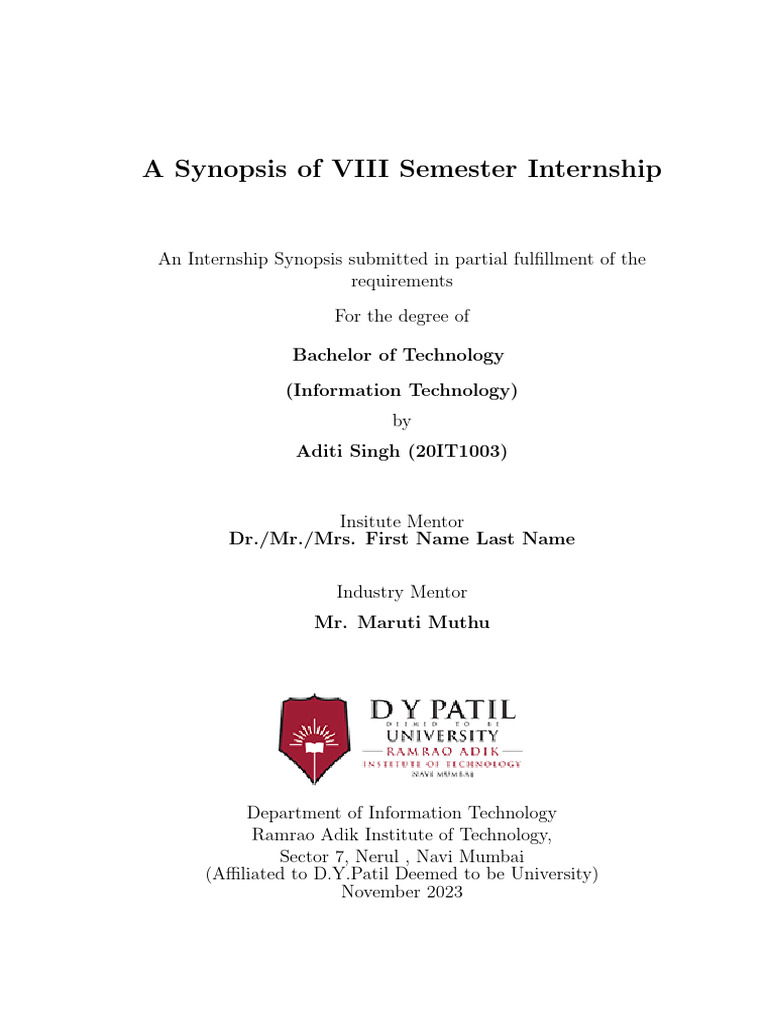 Synopsis Sem Viii | PDF | Internet Of Things | Computer Network