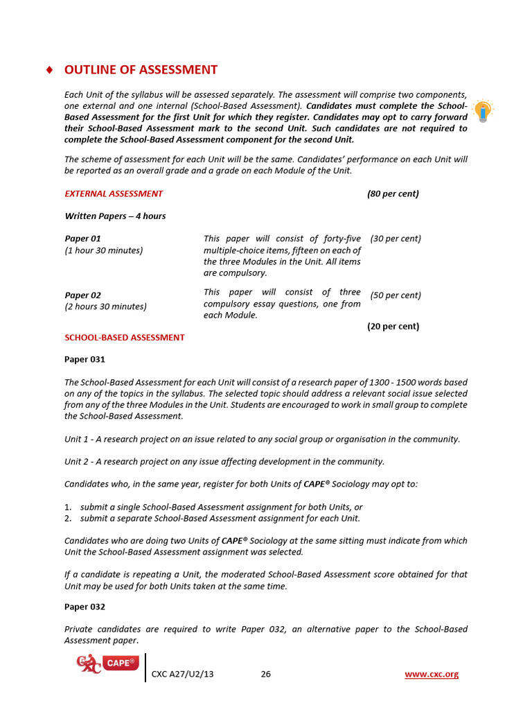 CAPE Sociology Syllabus Pages Deleted | PDF | Educational Assessment ...