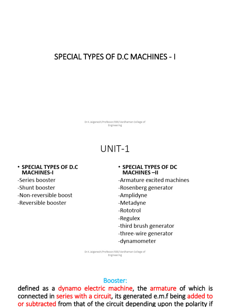 Special Types of DC Machines Overview | PDF | Electric Motor | Electric ...