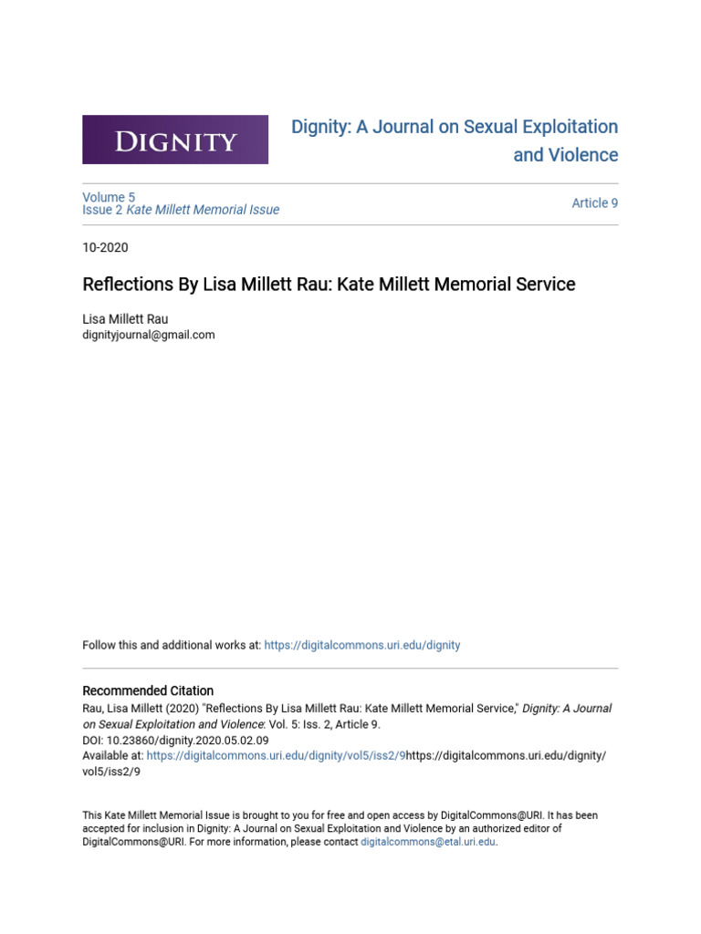 Reflections By Lisa Millett Rau_ Kate Millett Memorial Service | PDF
