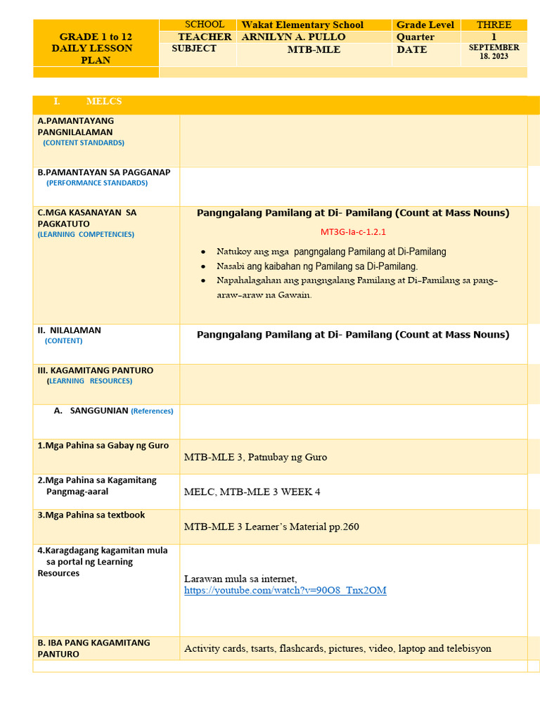 Mtb-Mle-Week-4-Cot-1 - Quarter-1 | PDF
