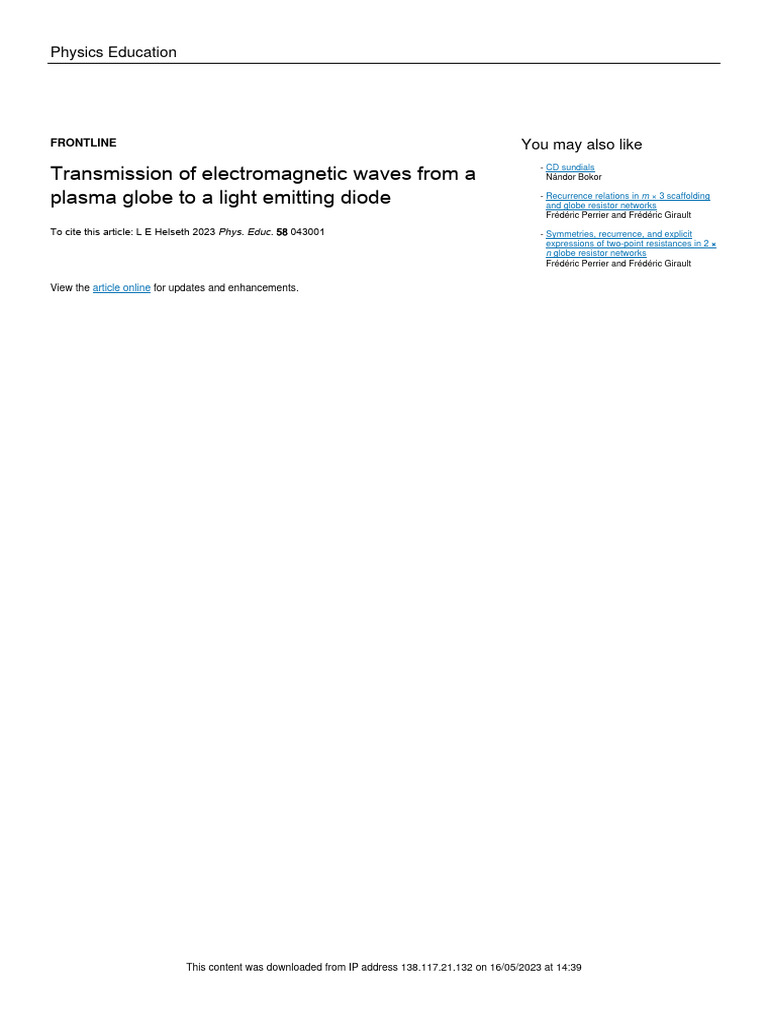 Helseth 2023 Phys. Educ. 58 043001 | PDF