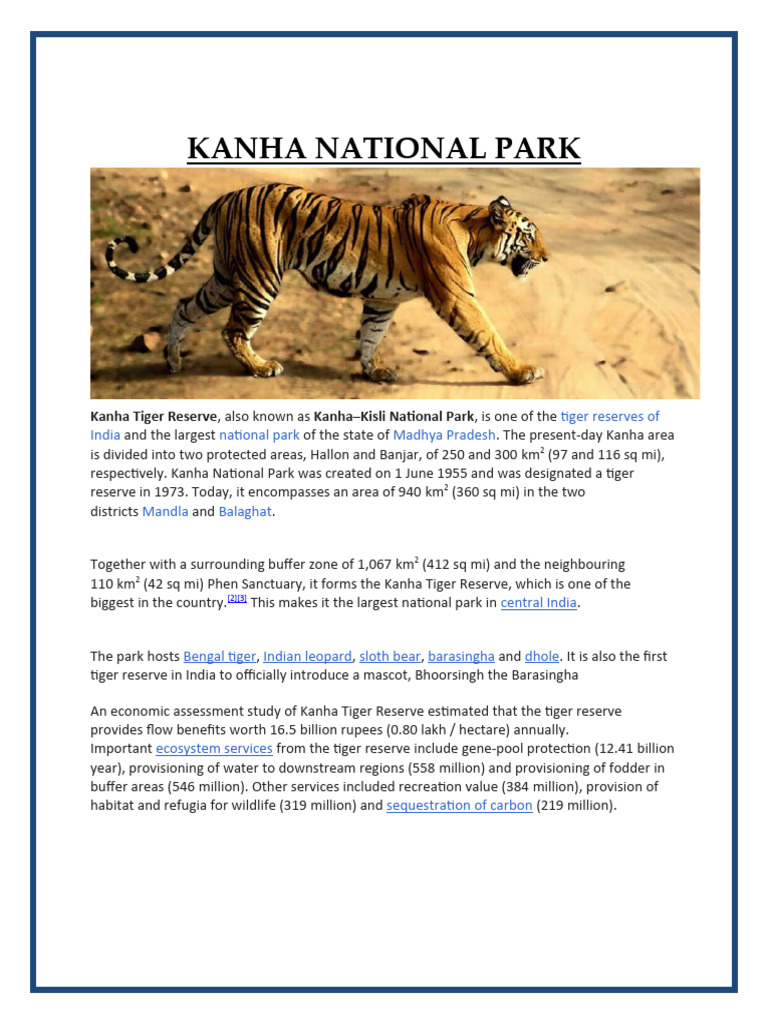 Kanha National Park | PDF