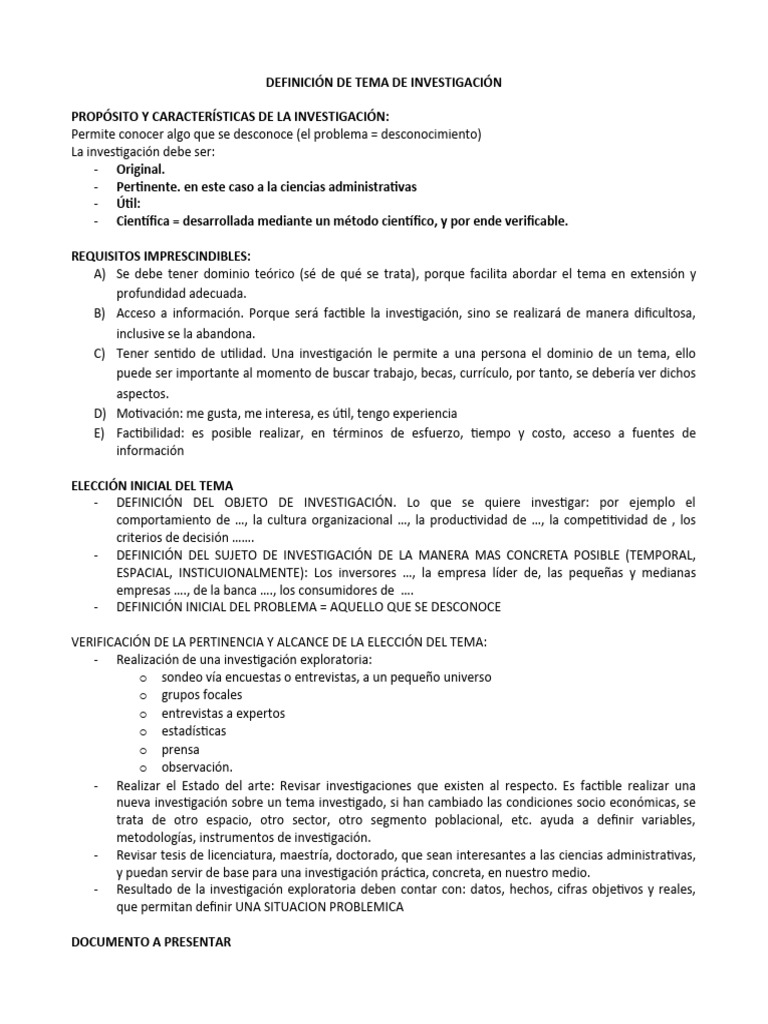 Guía para Definir un Tema de Investigación | PDF | Science