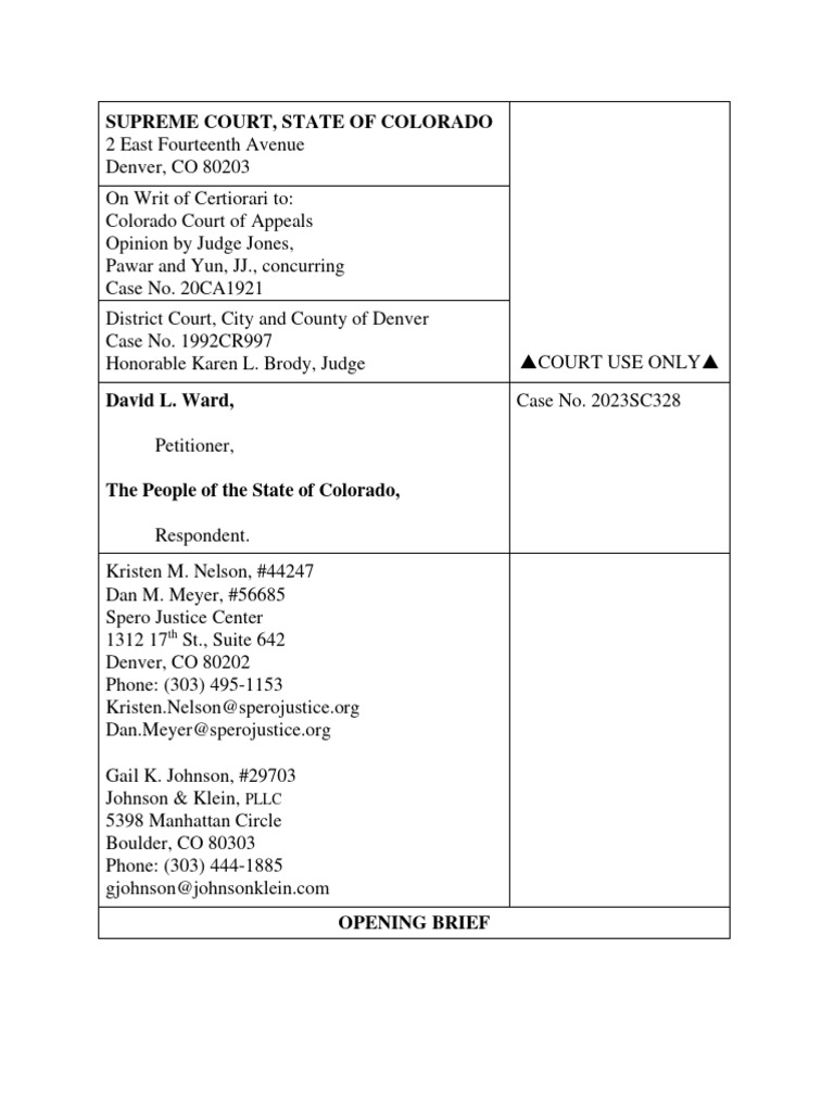 2024 - 03 - 05 Ward Opening Brief - FILE | PDF | Eighth Amendment To ...