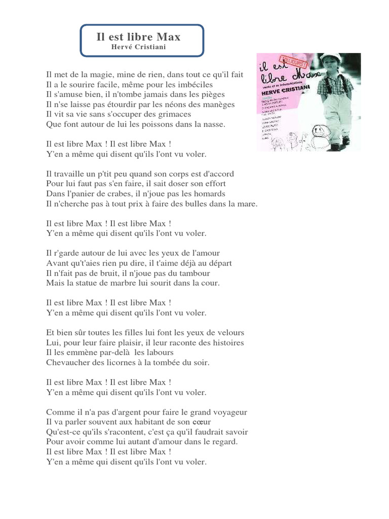 Paroles Il Est Libre Max | PDF | Mystère, thriller et fiction policière