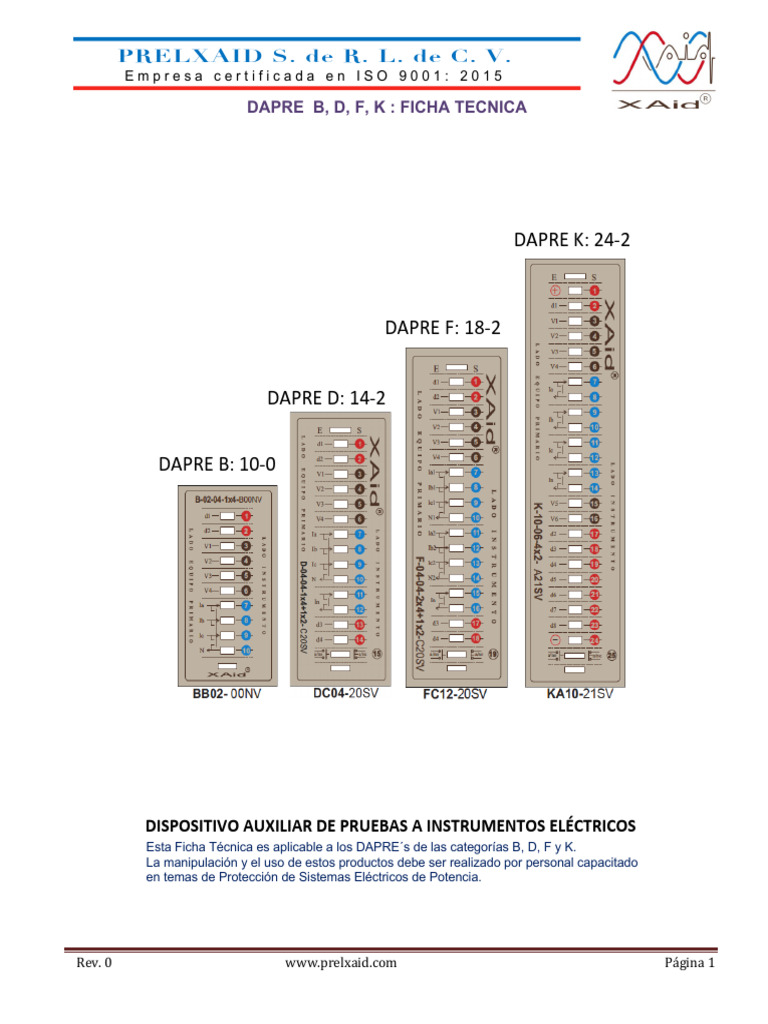 Ficha Técnica DAPRE B, D, F, K | PDF | Aislador (Electricidad ...