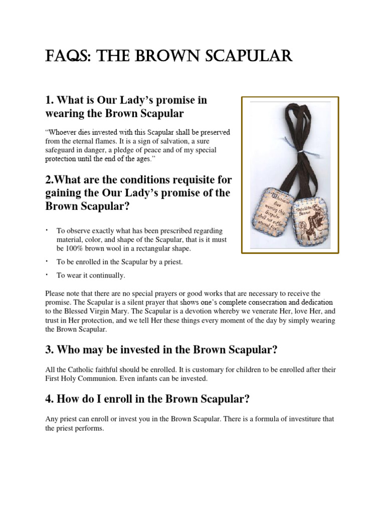 Brown Scapular FAQs | PDF | Catholic Spirituality | Catholic Church