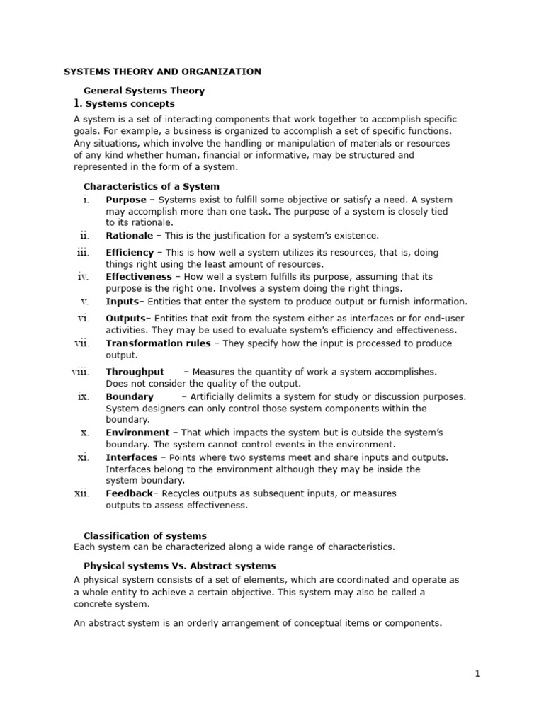 Systems Theory and Organization | PDF | System | Feedback