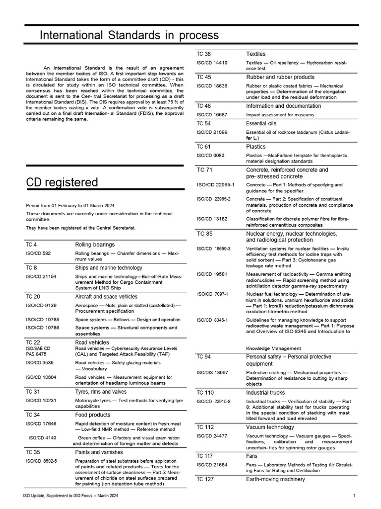 ISO Standards Update - March 2024 | PDF | Welding | Construction