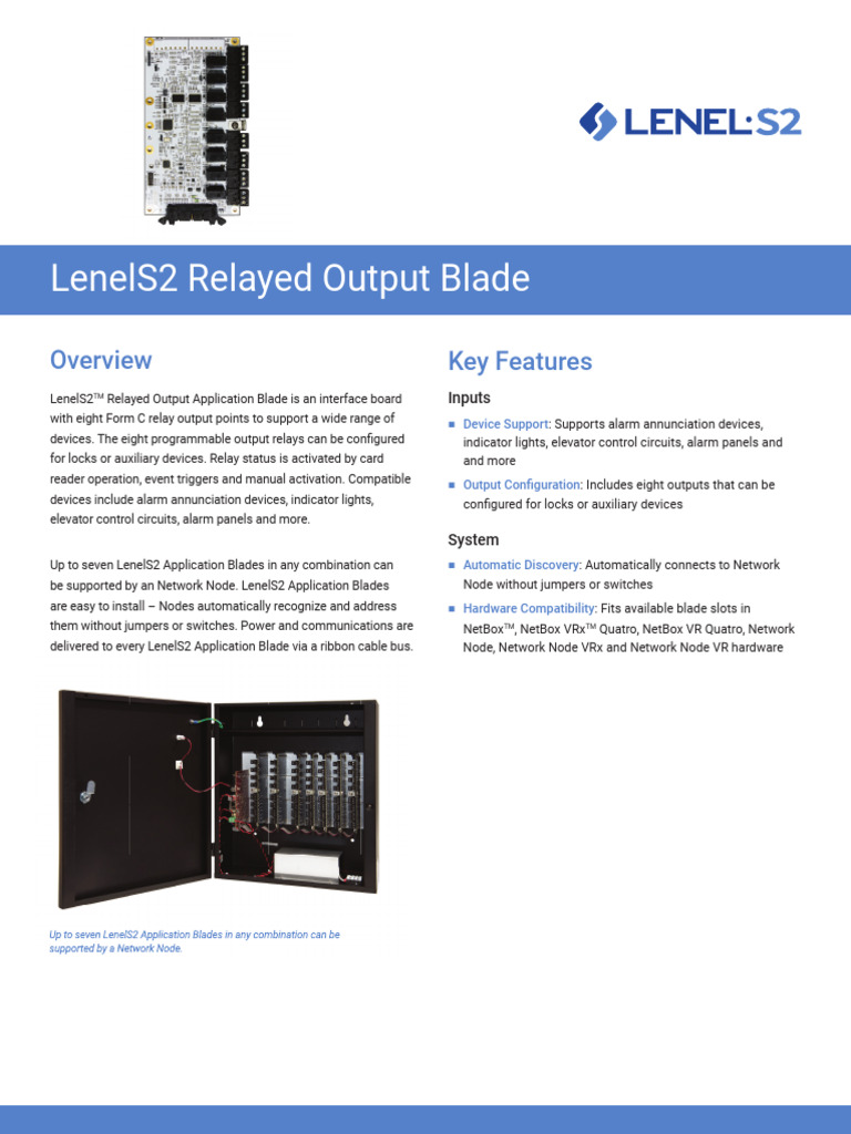 LenelS2 Relayed Output Applicaton Blade Datasheet - tcm841 141129 | PDF
