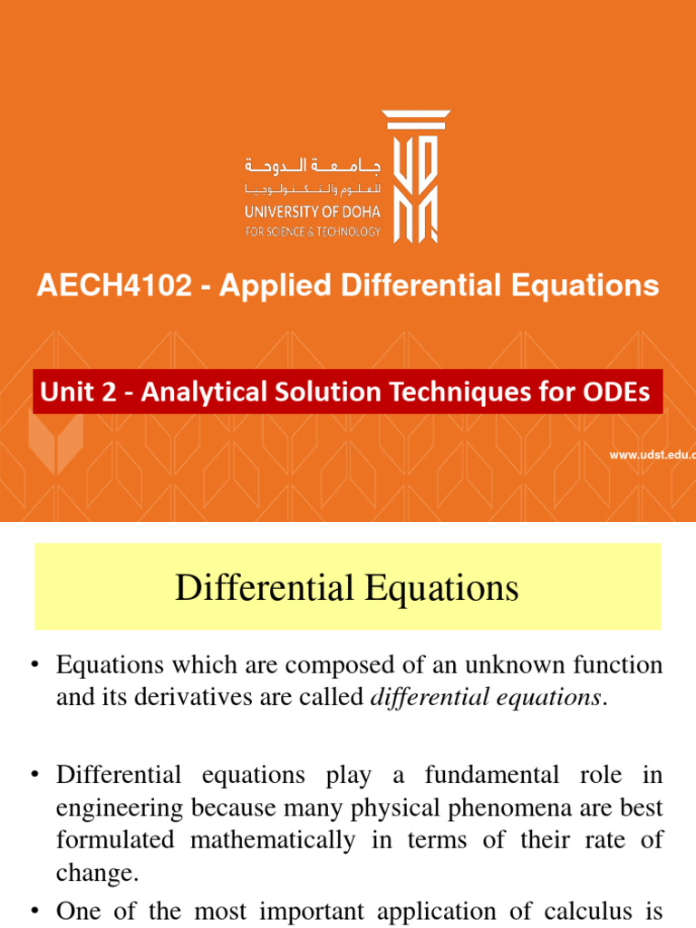 +++unit 2 - Analytical Solution Techniques For ODEs | PDF | Ordinary ...