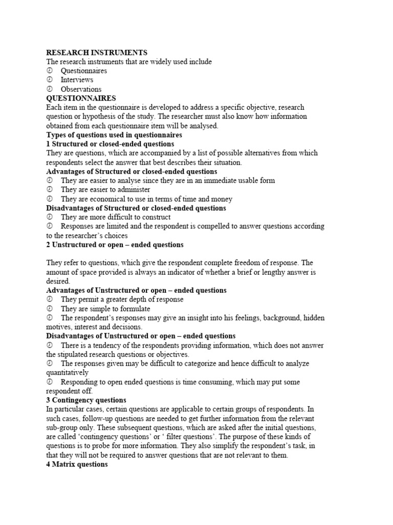 Research Instruments | PDF | Questionnaire | Sampling (Statistics)