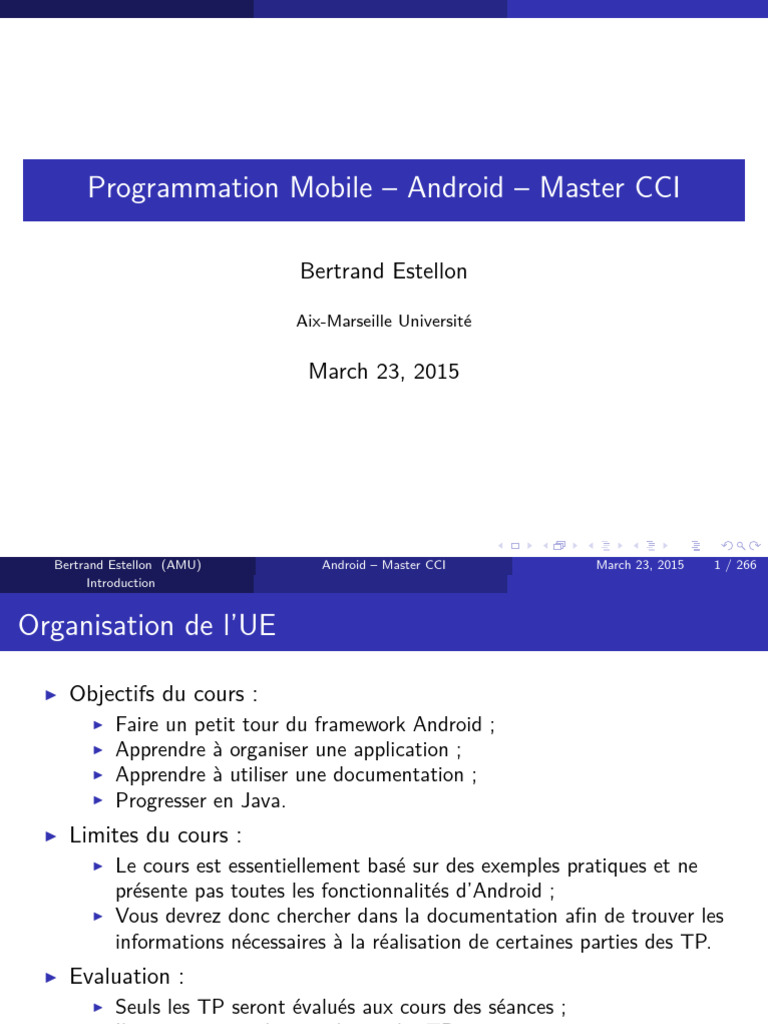 Cours | PDF | Android (Système d'exploitation) | Java (Langage de programmation)