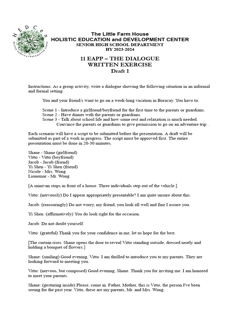Jacob Lucas G. Niguidula - Script Informal VS Formal Dialogue | PDF