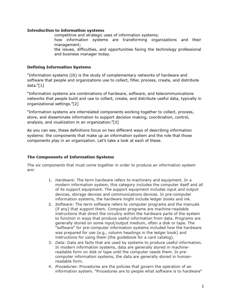 Introduction To Information Systems | PDF | Information System | Competitive Advantage