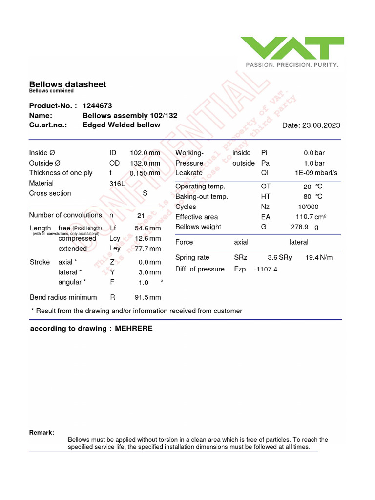 Bellows Datasheet - 1244673 | PDF | Applied And Interdisciplinary ...