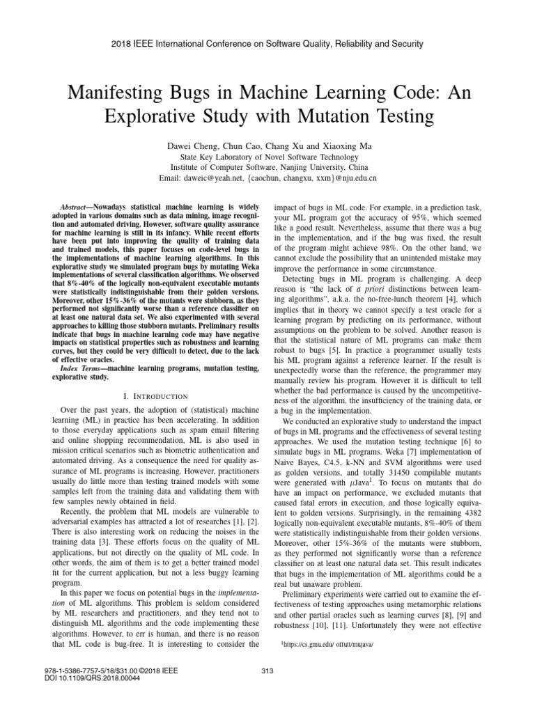 QRS 2018 00044 | PDF | Machine Learning | Applied Mathematics