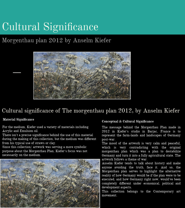 Cultural Significance of the Morgenthau Plan by Anselm Keifer | PDF