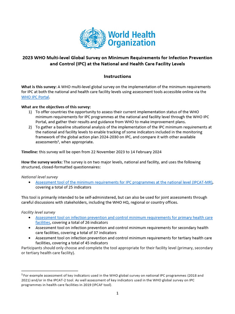 Multi Level Global Survey On Ipc MR Instructions | PDF | World Health ...